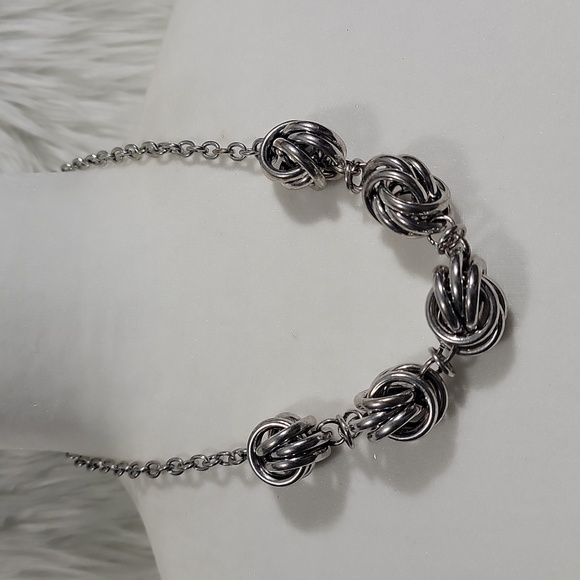 Plunder | Jewelry | Plunder Silver Tone Large Knot 6 Chain Necklace ...